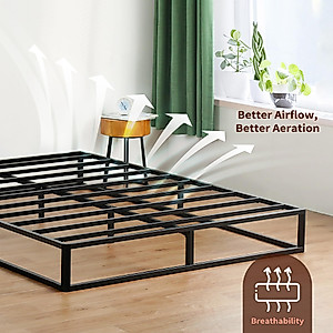 PrimaSleep 9 Inch Modern Metal Bed Frame/Mattress Foundation/Steel Slats/No Box Spring Needed/Sturdy/King Size/Black
