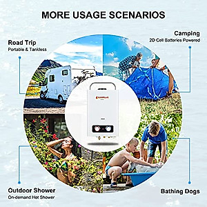 CAMPLUX ENJOY OUTDOOR LIFE BD158 1.58GPM Outdoor Propane Tankless Gas Water Heater, white, 6l