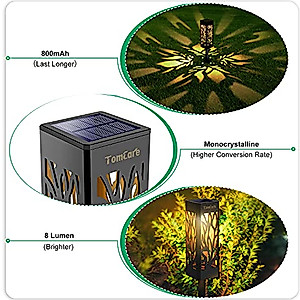 TomCare Solar Lights Outdoor Upgraded Bright Solar Pathway Lights Bigger Size Decorative Solar Garden Lights Waterproof Solar Powered Led Landscape Garden Lighting for Path Yard Walkway, 8 Pack