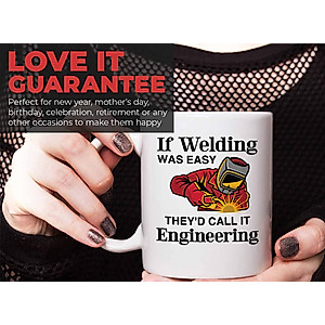 Bubble Hugs Welder Coffee Mug 11oz White - If Welding Was Easy - Welding Metal Worker Mechanic Engineer Gifts for Men Husband Dad