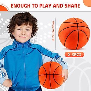 Harrycle 3 Pcs Basketball Plush Pillow Stuffed Sports Balls Basketball Room Decor for Boys Kids Teens Decorations, 7.87 Inch