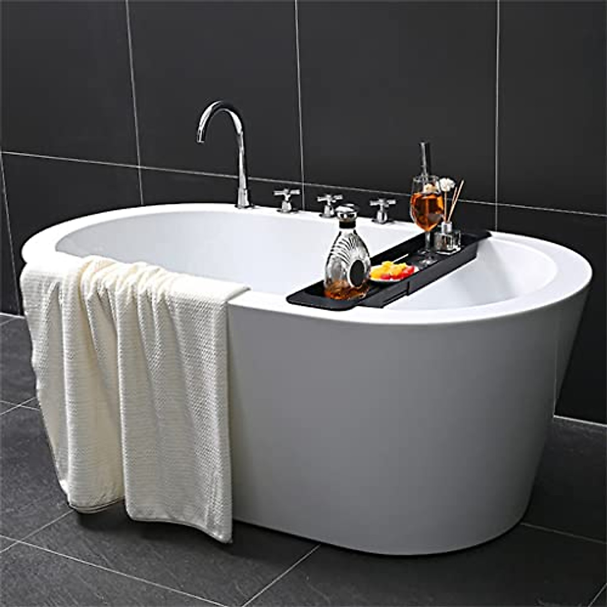 YEBDD Bath Tray Bathtub Shelf Bathroom Organizer Holder Tub Rack Soap Extending Extendable Book