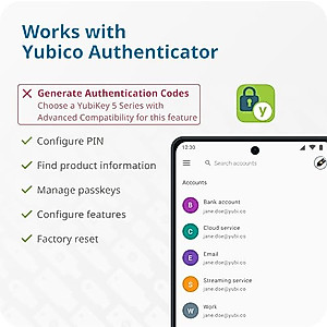 Yubico - Security Key NFC - Basic Compatibility - Multi-factor authentication (MFA) Security Key, Connect via USB-A or NFC, FIDO Certified