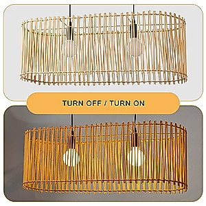WalmHomie 1 Light Big Bamboo Woven Pendant Lighting Fixtures,Ceiling Hanging Light for Living Room Dining Room Bar Cafe