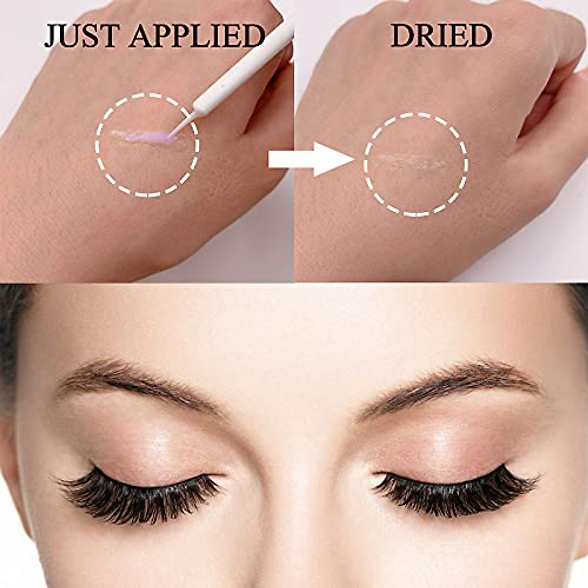 Clear Eyelash Glue Eyelash Adhesive Super Strong Hold Lash Glue Waterproof False Eyelashes Glue Suitable for Sensitive Eyes Lash Adhesive 0.176oz,(Clear)