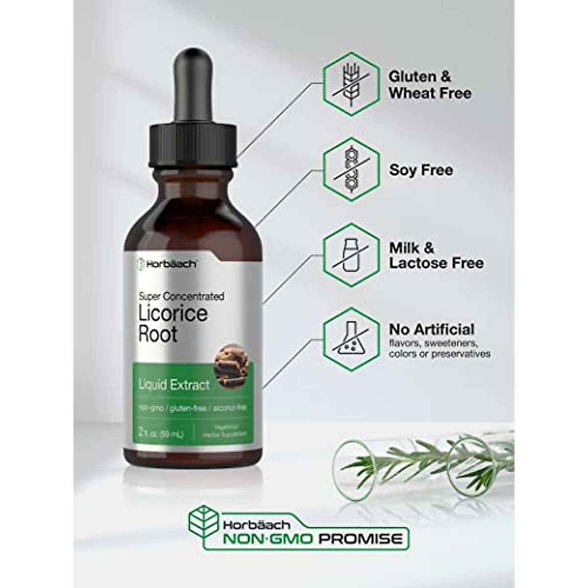 Licorice Root Extract | 2 oz | Alcohol Free | Vegetarian, Non-GMO, Gluten Free Liquid Tincture | by Horbaach