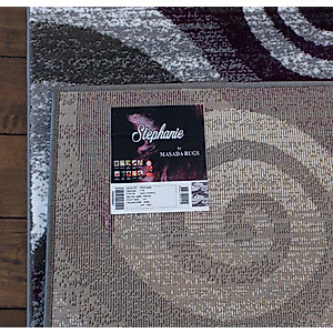 Masada Rugs, Stephanie Collection Area Rug Modern Contemporary Design 1103 Purple Grey White (2 Feet X 7 Feet 3 Inch) Runner