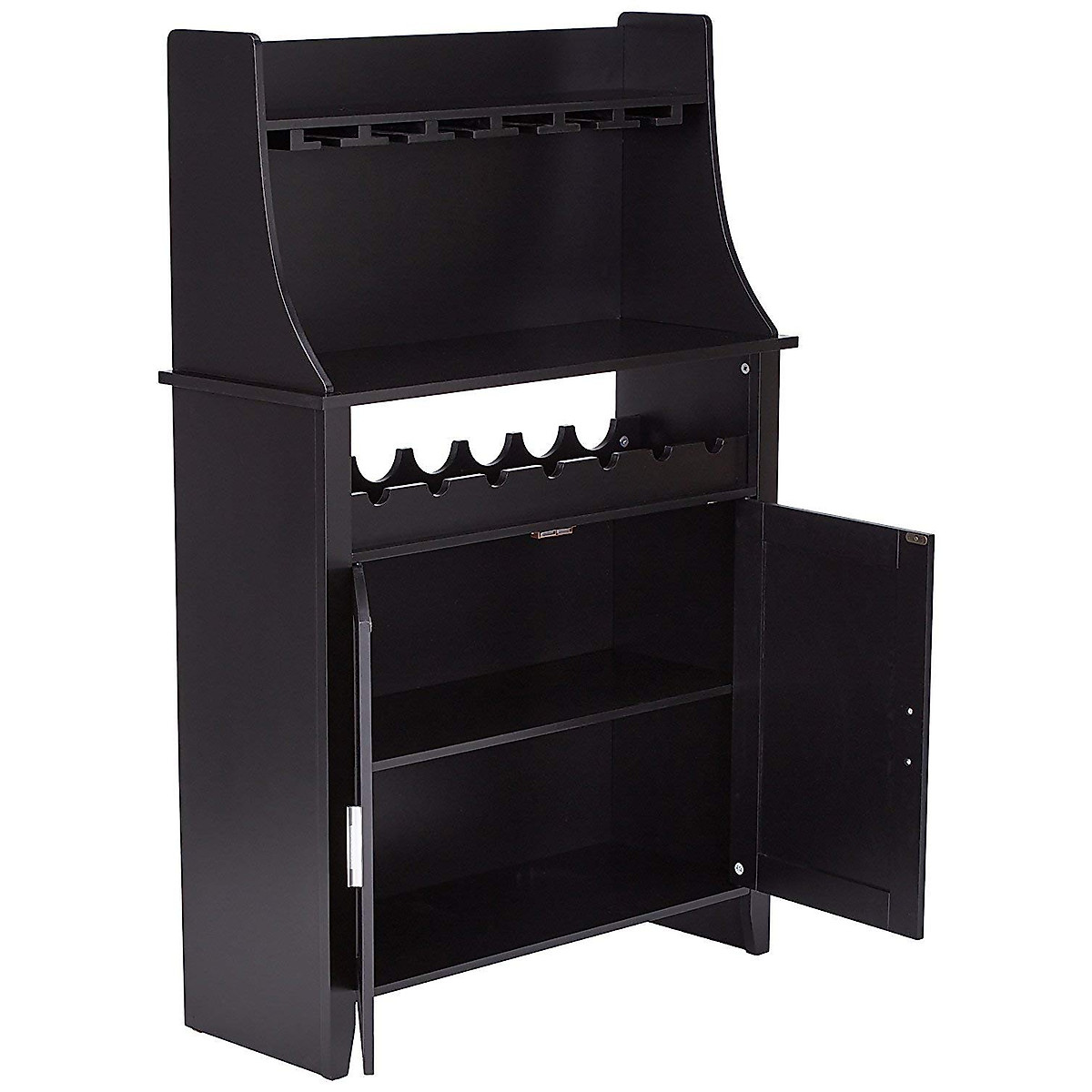 Kings Brand Furniture Wood Wine Rack Buffet & Storage Cabinet, Black, WR1345