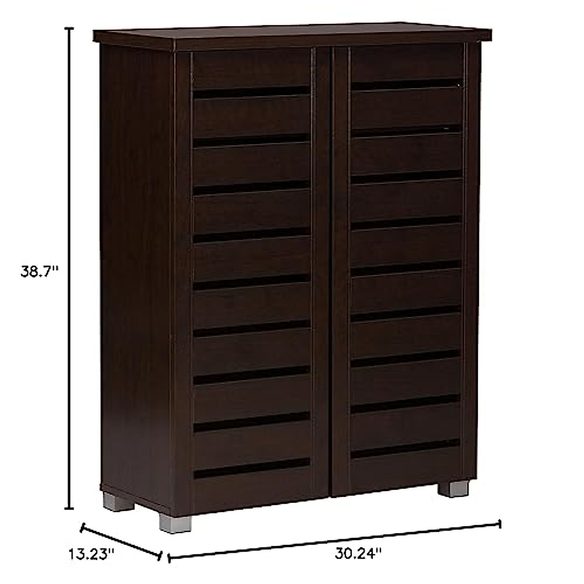 Wholesale Interiors Baxton Studio Adalwin Modern and Contemporary 2-Door Dark Brown Wooden Entryway Shoes Storage Cabinet, SC863522-Wenge