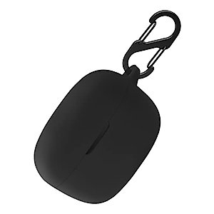Geiomoo Silicone Carrying Case Compatible with JBL Vibe 200TWS, Portable Scratch Shock Resistant Cover with Carabiner (Black)