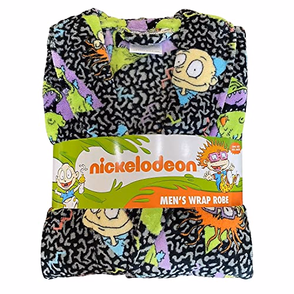 Nickelodeon Rugrats SUPER PLUSH Full-Length Long Sleeve Fleece Wrap Robe with Reptar, Tommy and Chuckie, One size Fits all