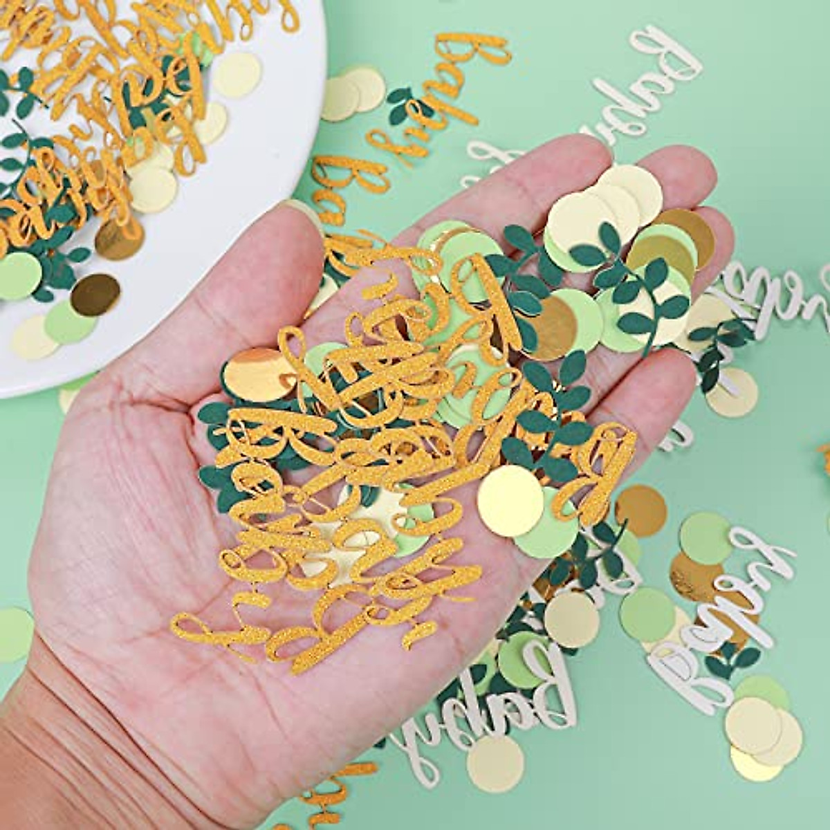 Thinp Confetti Tissue Sprinkle Confetti Dount Baby Shower Decorations Confetti Champaign Gold Ivory Sage Green Table Scatter Confetti for Ice Cream Theme Party Birthday Party Wedding Decoration 20g