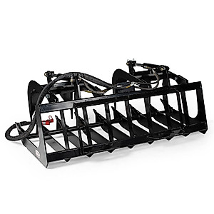 Titan Attachments 72in Economy Skid Steer Root Grapple Bucket Attachment, 3/8in Thick Steel Frame, Quick Tach Mounting System