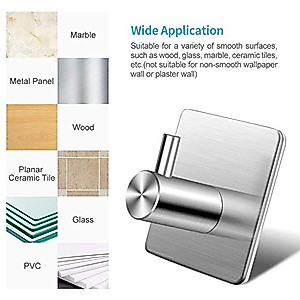 Adhesive Hooks Towel Hangers Wall Door Holder Heavy Duty Stick for Hanging Coat Clothes on Bathroom Kitchen Home Without Nails-Set of 4