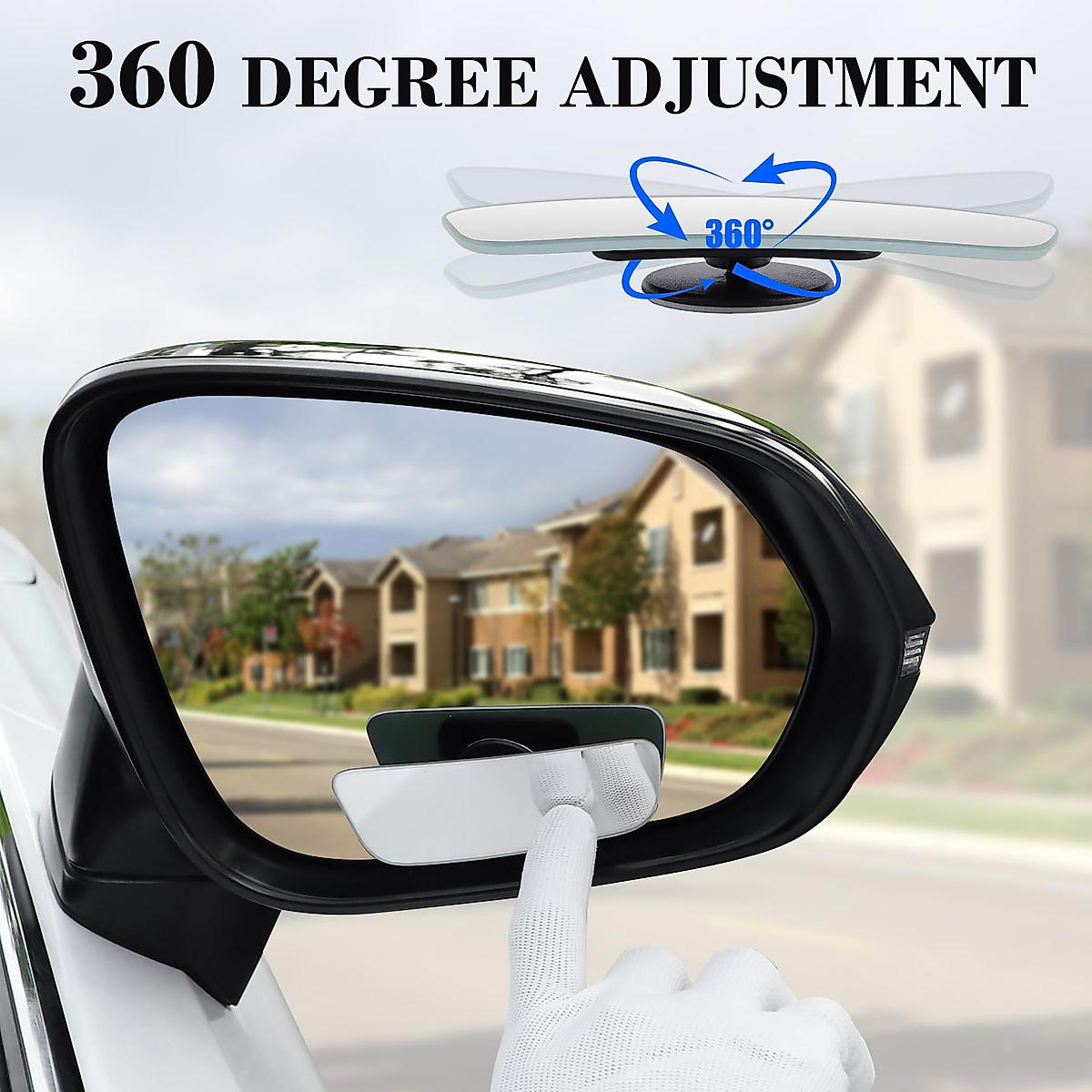 LivTee Blind Spot Mirror, Rectangular Shaped HD Glass Frameless Convex Rear View Mirror with wide angle Adjustable Stick for Cars SUV and Trucks, Pack of 2