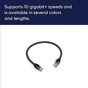 Amazon eero CAT6a Ethernet cable - Supports 10 gigabit+ speeds, 1 foot, 1-pack, Titanium Black