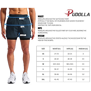 Pudolla Men's Running Shorts 3 Inch Quick Dry Gym Athletic Workout Shorts for Men with Zipper Pockets(Black X-Small)
