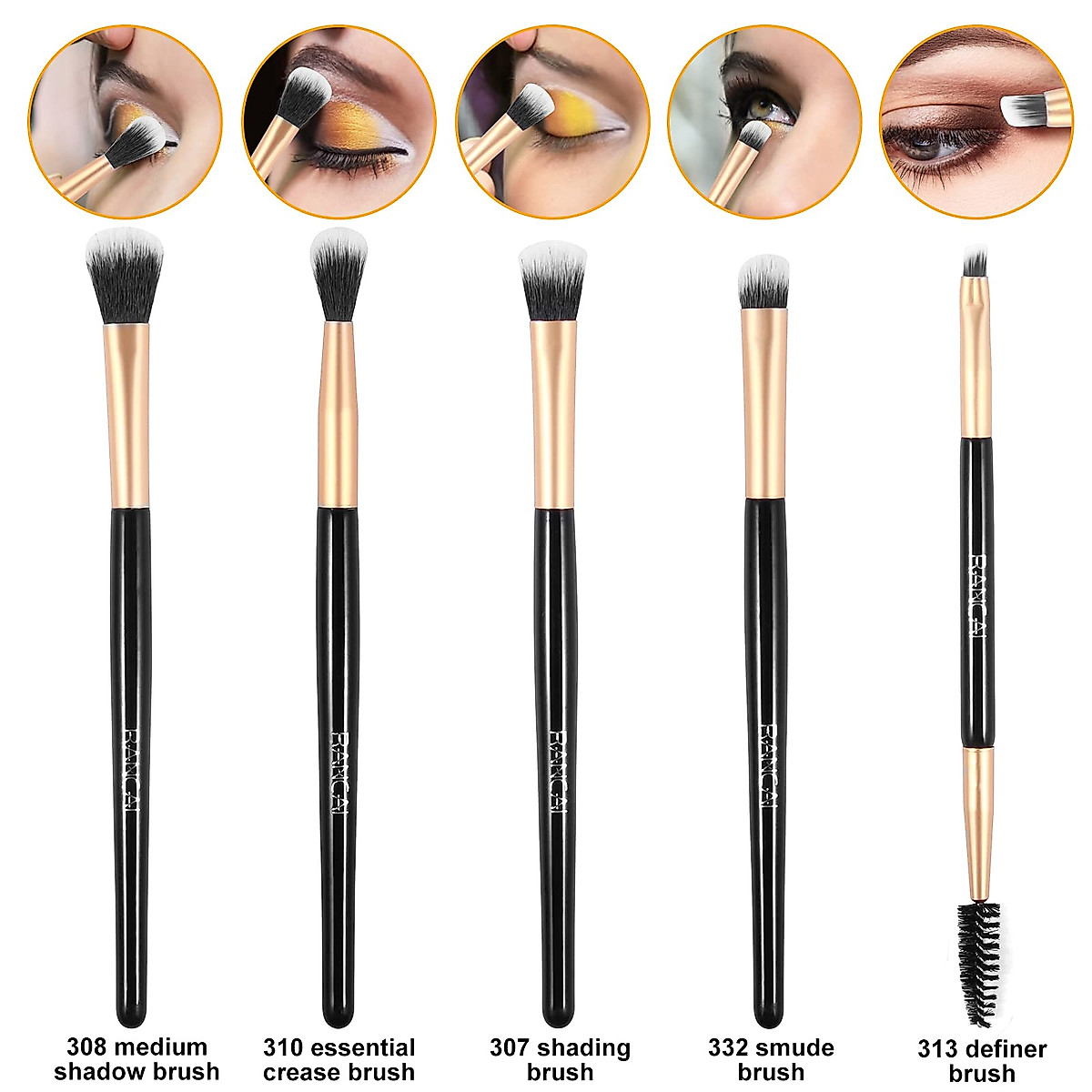 luumeiy Eye Makeup Brushes 5 Pieces Professional Eye Shadow Make-up Brush Set Applied with Eyeshadow palette, Concealer Liquid, Eyebrow powder (2021 Latest)
