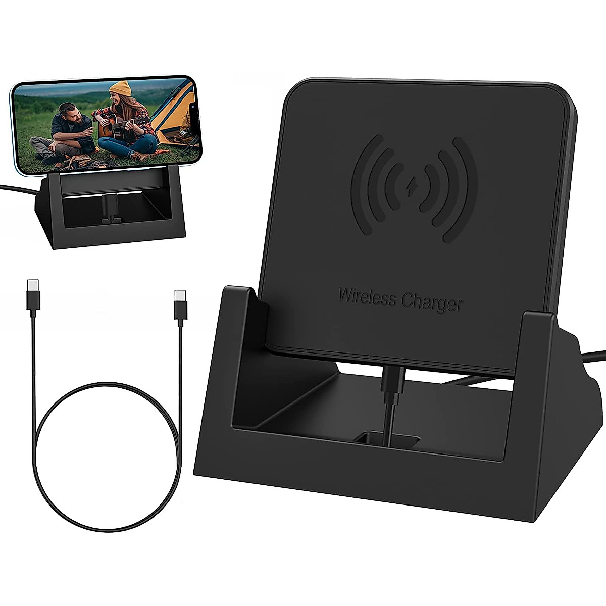 Wireless Charger,15W Certified Fast Wireless Charging Stand,Certified for iPhone 14/4 Plus/14 Pro/13/12/11/X/XS Max, Wireless Charger for Samsung Galaxy S22/S21/S20/S10/S9/S8 (No AC Adapter)