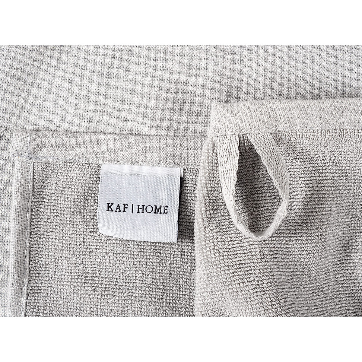 KAF Home Marseilles Reversible Terry Kitchen Towels - Set of 3-100% Cotton (Drizzle Gray)