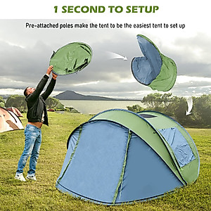 Pop Up Tent, HIKERBRO 4 Person Instant Tent with Skylight, Waterproof Instant Pop Up Tent with Rainfly, Easy Setup Camping Tents, 2 Doors & Windows, 4 Men Automatic Family Tent for Hiking, Traveling
