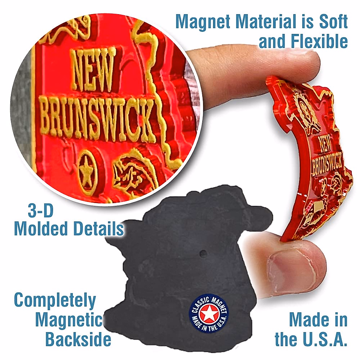 New Brunswick Province Magnet by Classic Magnets, Collectible Souvenirs Made in The USA