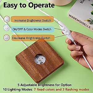 ERWEI LED Wood Light Display Base for Crystal Glass Art Wooden Lamp Stand Base Colorful Square Lighted Base for 3D Crystal Light Pedestal for Resin Art Acrylic Crystal Sphere Holder