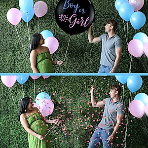 Amandir 164PCS Baby Boxes Gender Reveal Balloon Decorations, Pink and Blue Balloon Garland Kit 4pcs Baby Boxes with Letters (A-Z+Baby) for Baby Shower Birthday Boy or Girl Gender Reveal Party Supplies