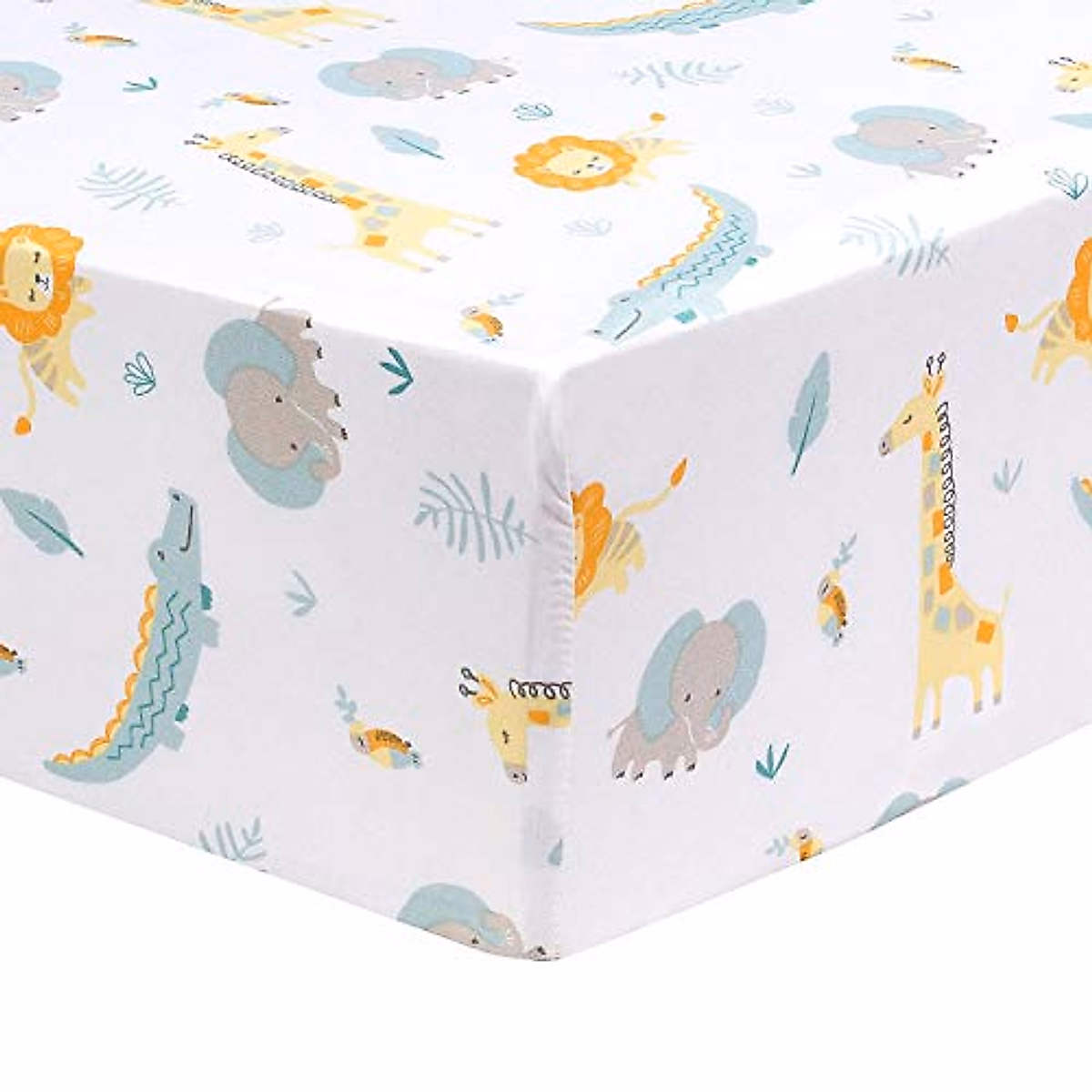 Sammy & Lou Jungle Pals 4-Piece Baby Nursery Crib Bedding Set for Boys, Includes Quilt, Fitted Crib Sheet, Crib Skirt, and Plush Toy