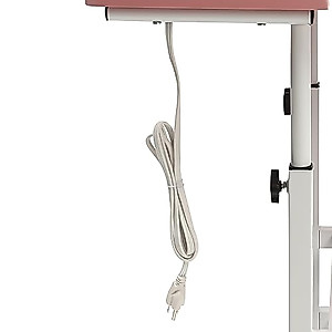 LULUGOGOTOP 24" Mobile Stand Up Desk,Small Adjustable Standing Desk w/Wheels,Portable Home Office Computer Workstation w/2 USB,Rolling Desk Laptop Cart for Standing or Sitting (Pink)