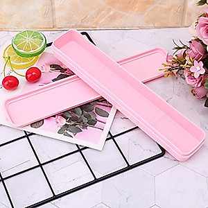 CHBC Portable Storage Box Flatware Tableware Travel Case Stationery Pens Spoon Fork (Pink)
