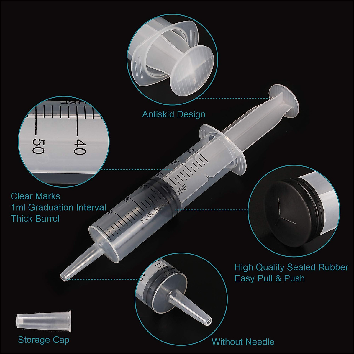 12Pack 60ml Syringe for Liquid - Large Plastic Syringes Without Needle for Jello Shots Food Thick Liquids and Irrigation Water, Lip Gloss Filling, Feeding Dogs Meds, Measuring ( 12 Pack 60 ml / cc )