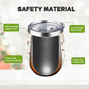 StarSpeed 12OZ Christmas Stainless Steel Wine Tumbler with lid. Stemless Double Wall Insulated Wine Tumbler. Christmas Wine Glass is suitable for different scenes, parties,outdoor, gifts