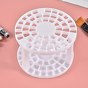 1 Piece Paint Brush Holder 49 Holes Pencil Brush Holder Pencil Pen Brush Organizer Makeup Brushes Holder Plastic Round Brush Stand, White