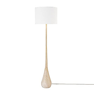 Globe Electric 52112 65" Floor Lamp, Faux Wood, Cotton Shade