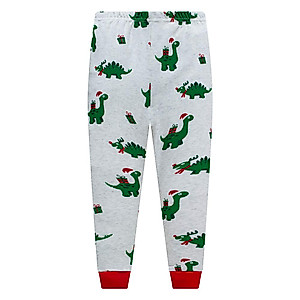 Boys Christmas Pajamas for Toddler Clothes Set Dinosaur Sleepwear Long Sleeve 100% Cotton 2 Piece Kids Xmas Pjs 3t