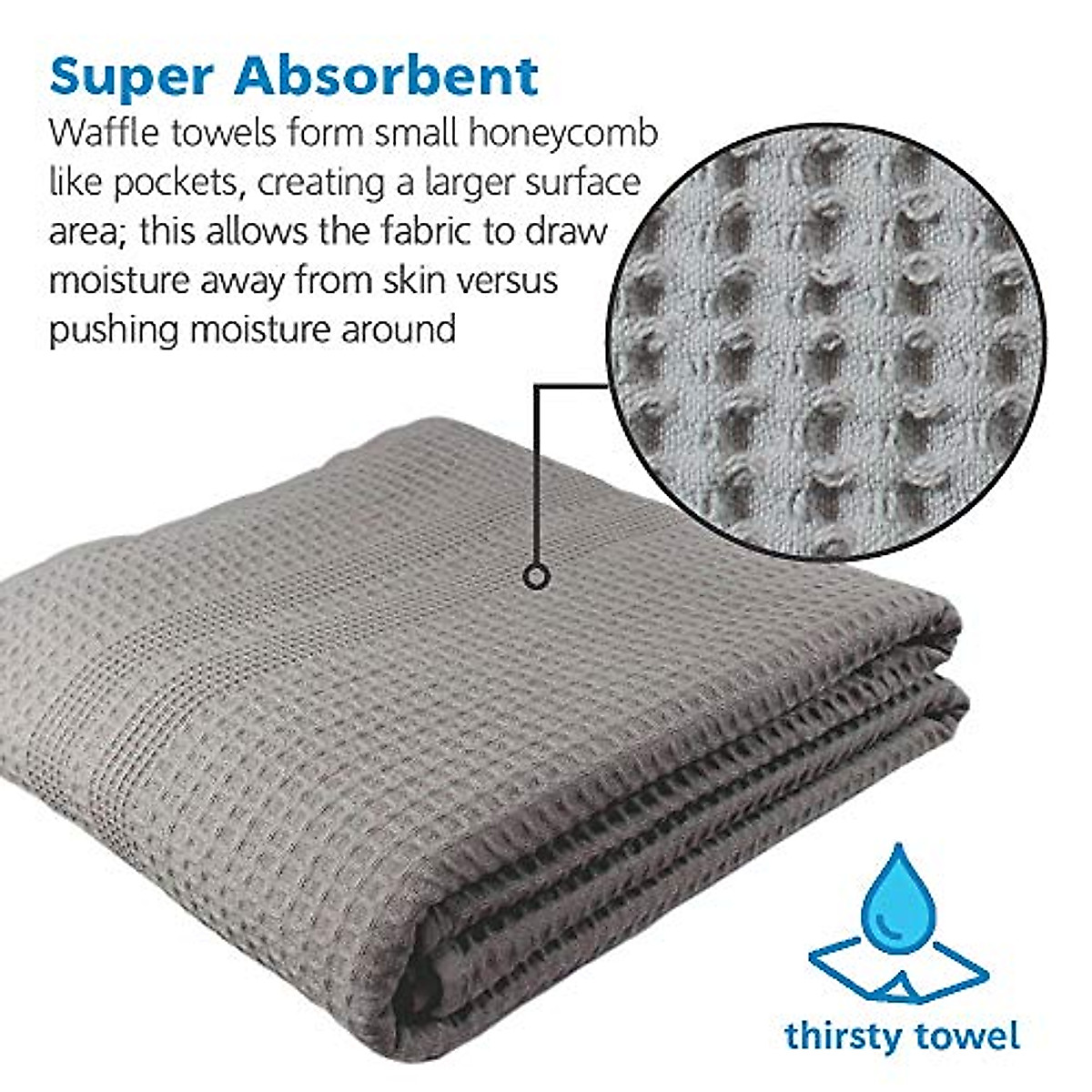 GILDEN TREE Waffle Towels Quick Dry Lint Free Thin Bath Sheets 40x80 Oversized Extra Large for Adults, Classic Style (Pewter)