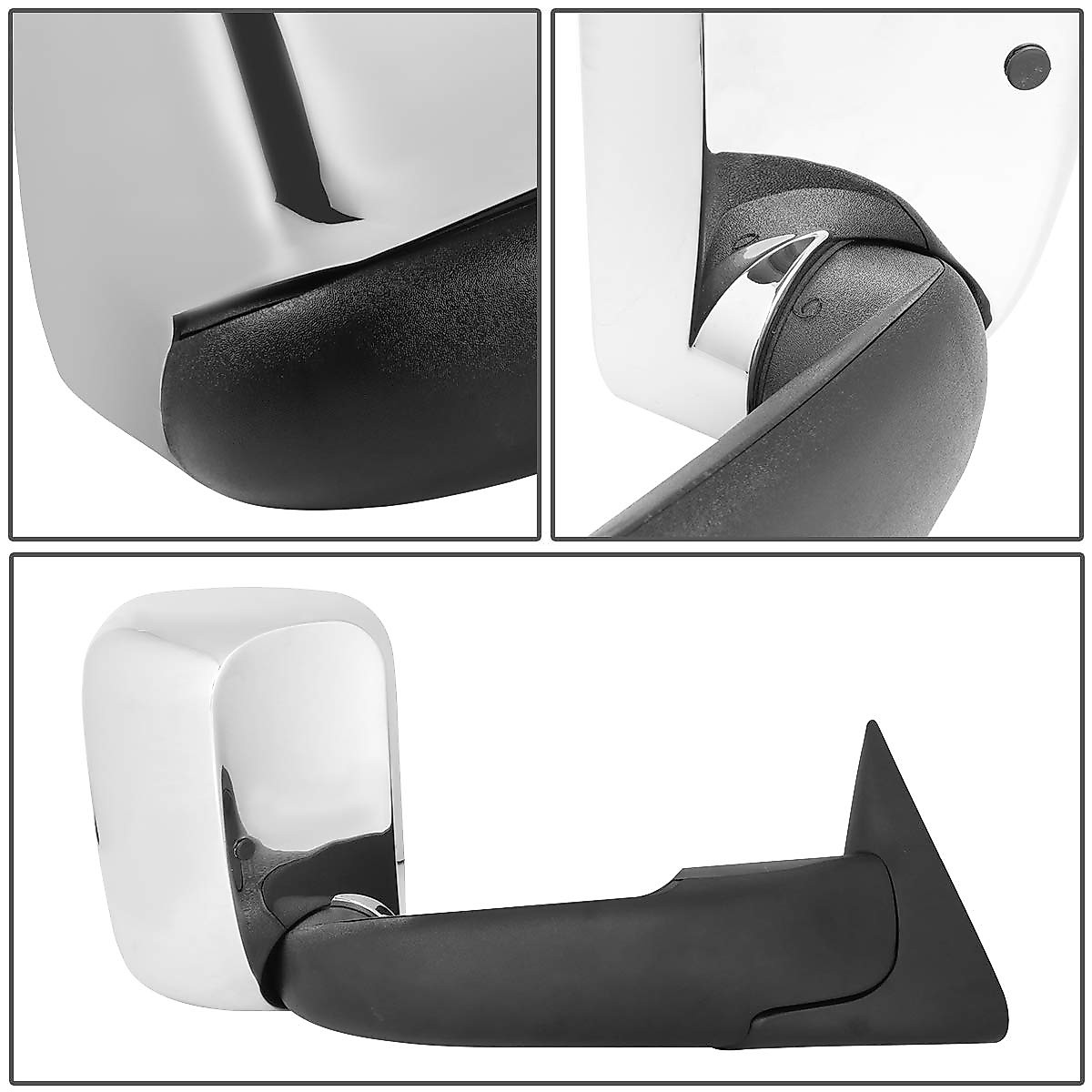 Auto Dynasty Pair Chrome Manual Adjustable Folding Flip Up Rear View Side Towing Side Mirror Compatible with Dodge Ram BR/BE 94-02