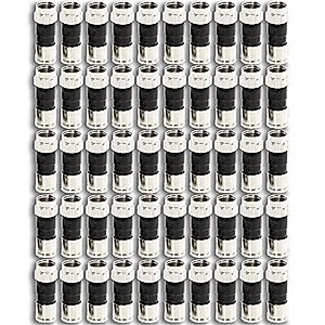 50-Pack RG6 Quad Compression Connectors PPC EX6XL Approved for Most Satellite or Cable Coax