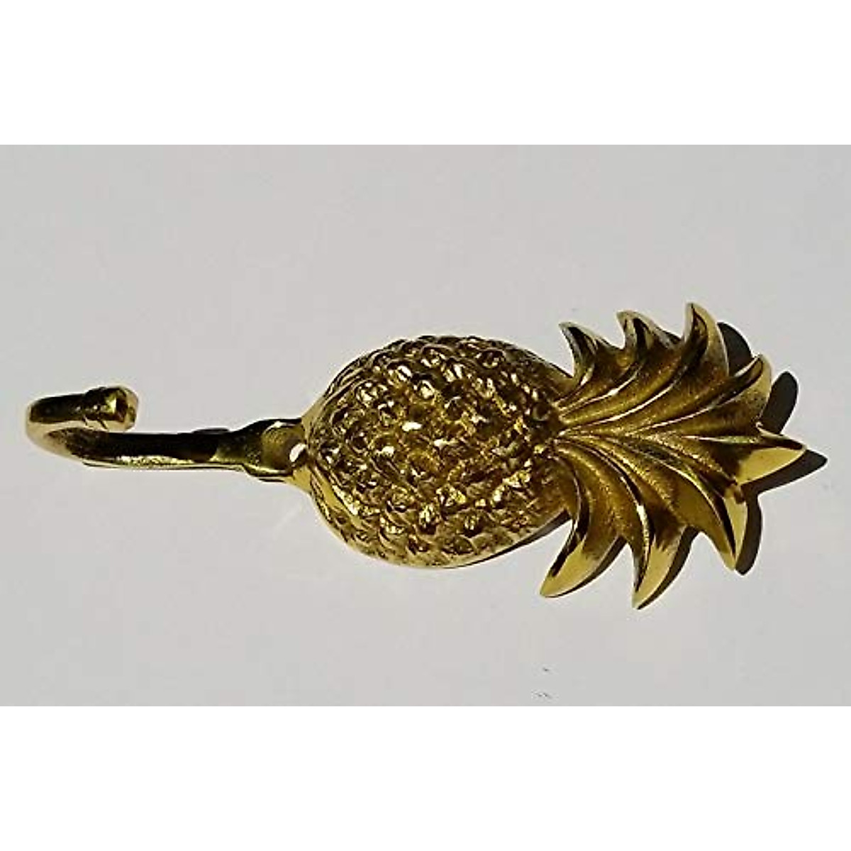 4-1/4" Pineapple Fruit Strong Hook Hanger Shiny Solid Brass Coat Hat Hanger #Q11