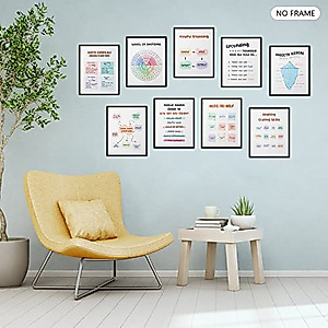 Andi Cppss 9PCS Mental Health Posters for Wall Art, Emotional Counseling Wall Decor, Therapy Counseling Positive Encouragement Wall Art, CBT Therapy Wall Decor for Office, Anxiety Treatment Posters