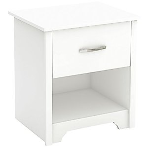 South Shore Furniture South Shore Fusion Nightstand, Pure White with Grooved Metal Handles
