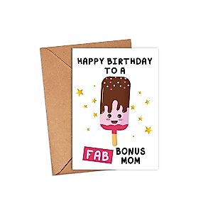GavinsDesigns Happy Birthday To A Fab Bonus Mom Card - Greeting Card - Happy Birthday Card - Fab Birthday Gift For Her - Fab Bonus Mom Card - Fab Birthday For Bonus Mom Card - Funny Birthday Card