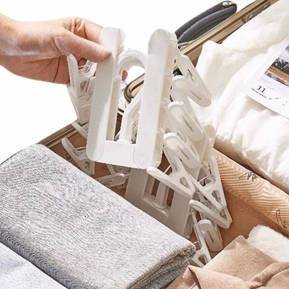 trrcylp Foldable Clothes Hanger with 24 Clips 3 Pack Clothes Drying Racks Windproof Collapsible Drying Racks for Laundry for Drying Socks Bras Underwears Hats Scarfs Towels and Diaper White