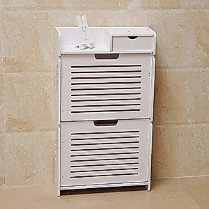 TouSuaRSi 2 Layer Modern Shoe Storage Cabinet with Doors White Practical Free Standing Shoe Rack for Entryway Show Rack Entryway (2 Tier, 18.11"x6.69"x31.69")