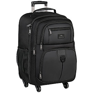 MATEIN Rolling Backpack with 4 Wheels, 17 inch Travel Laptop Backpack for Women Men, Large Wheeled Backpacks Water Resistant Business Carry on Bag Airline Approved, School Luggage Suitcase Bag, Black