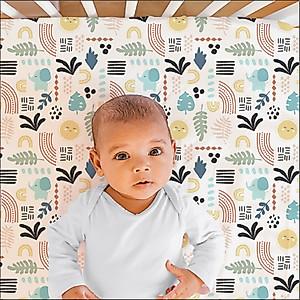 The Peanutshell Boho Crib Bedding Set for Baby Boys or Girls | 3 Piece Unisex Nursery Set | Crib Blanket, Fitted Crib Sheet, Crib Skirt