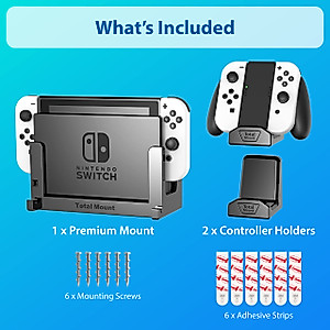 TotalMount for Nintendo Switch – Mounts Nintendo Switch on Wall Near TV – Compatible with All Models (Premium Black and Gray Kit)