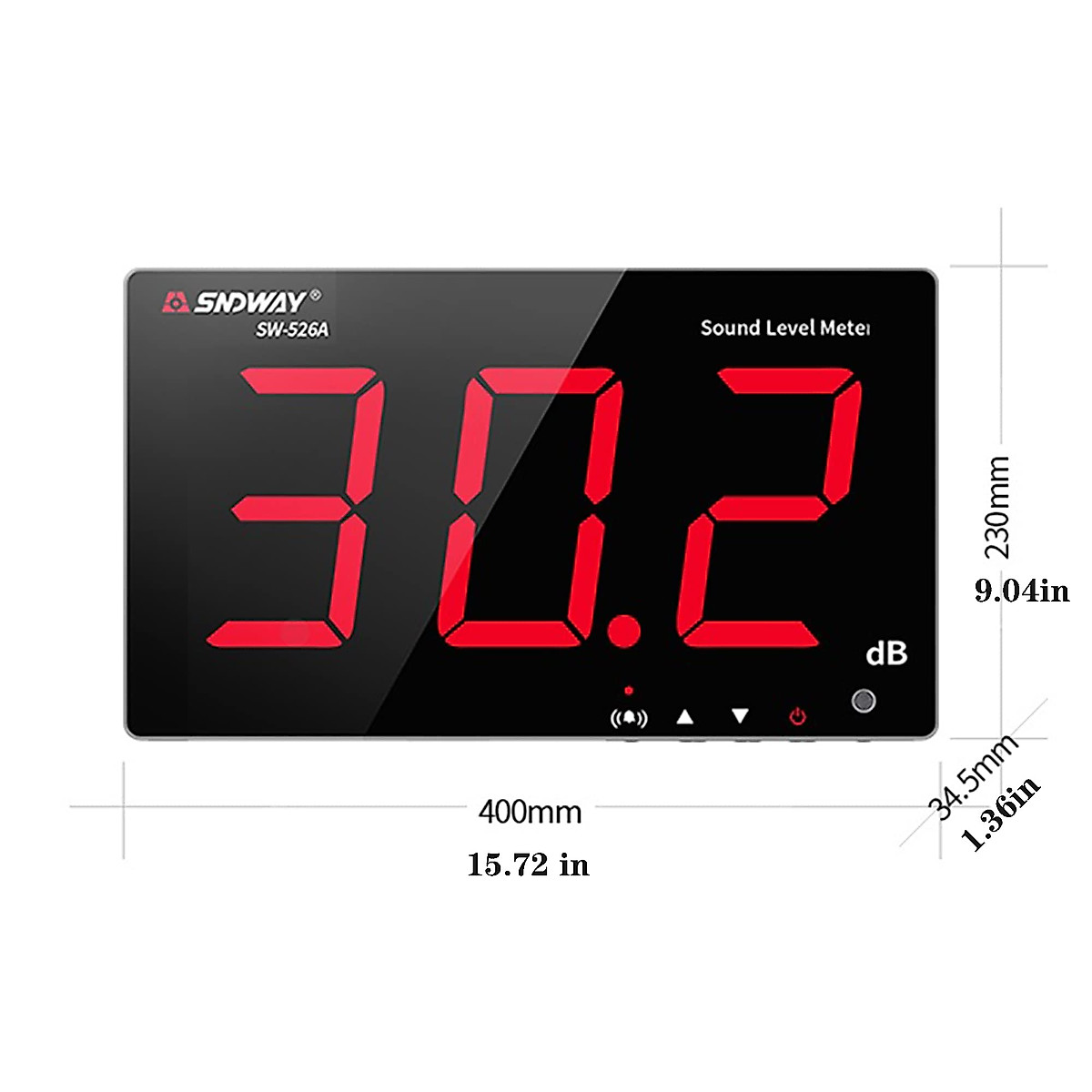 C-Zone SW-526A 30-130db Sound Level Meter Tester 18in Large Screen LCD Display Wall Hanging Type Decibel Noise Measuring with Alarm for Library/Hotel/Theater/Lobby