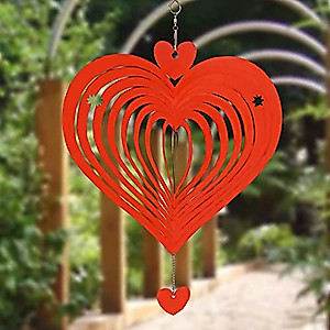 DOTSOPS Wind Spinner 360 Degree Hanging Stainless Steel,Love Wind Spinner Indoor Outdoor Garden Decoration-10“x 10